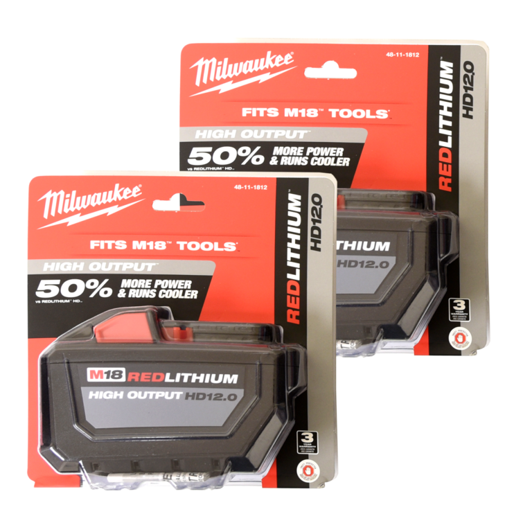 Milwaukee 12Ah Batteries 2 Pack BL12 X2 Super Vac Ventilation Fans